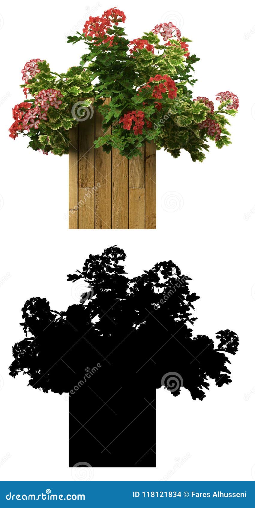 3d Rendering of Realistic Flower Pot on White with Alpha Mat Stock ...