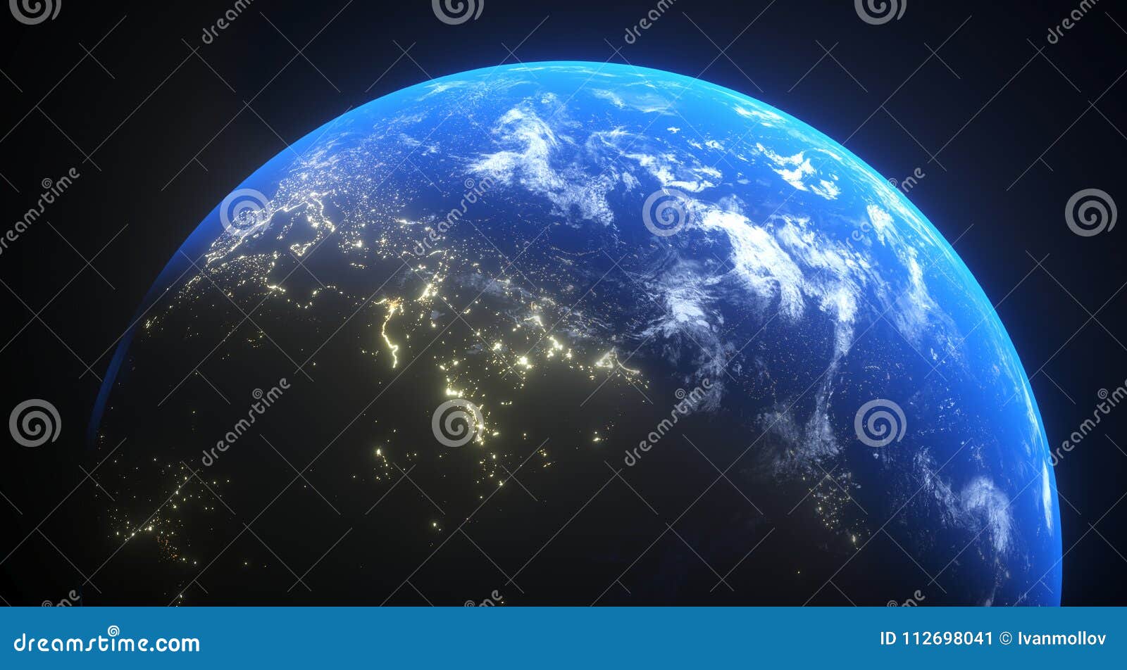 Realistic Planet Earth with Glow Stock Illustration - Illustration of ...