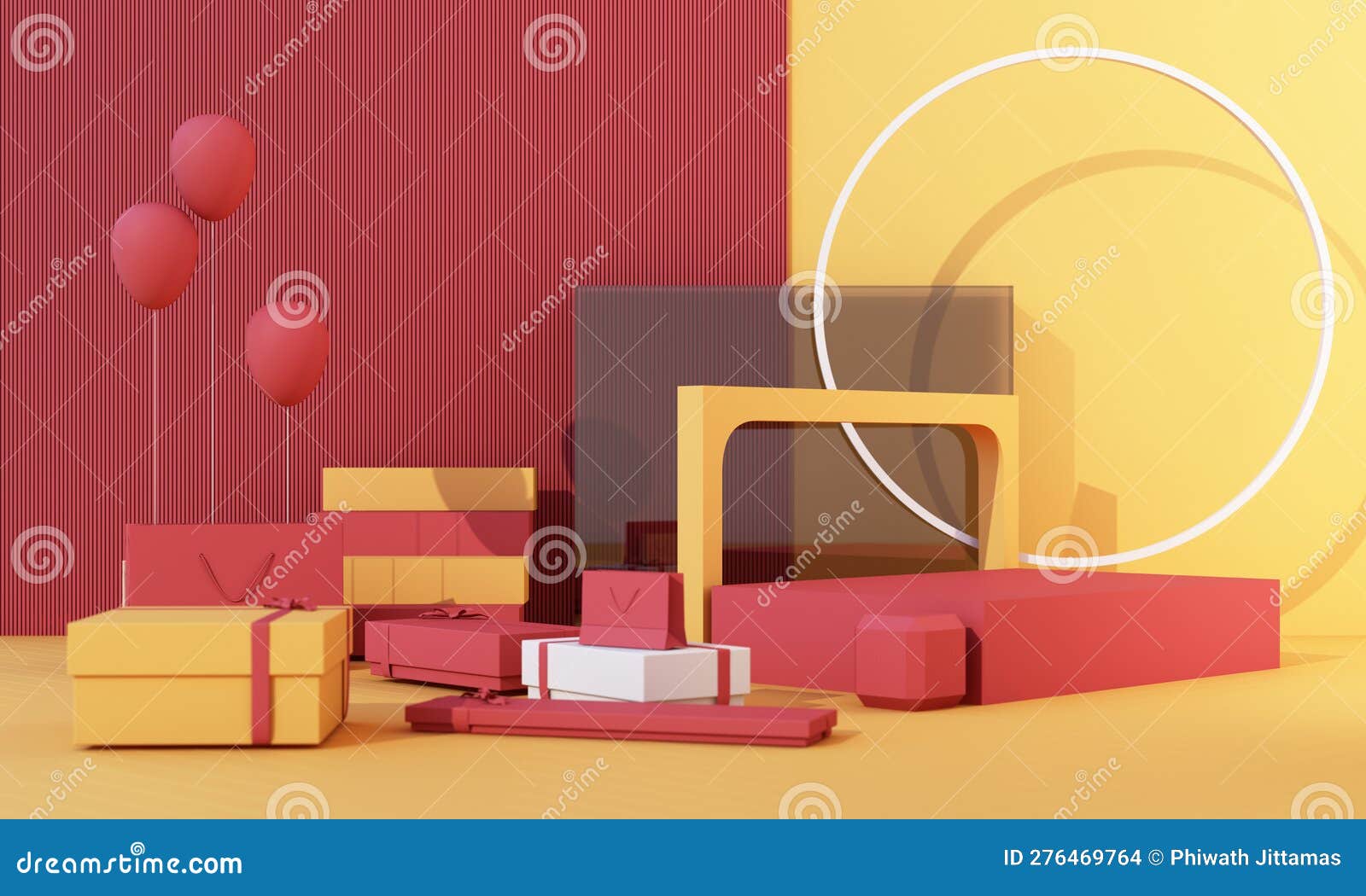 3d Rendering Realistic Primitives Composition. Geometric Shapes in ...