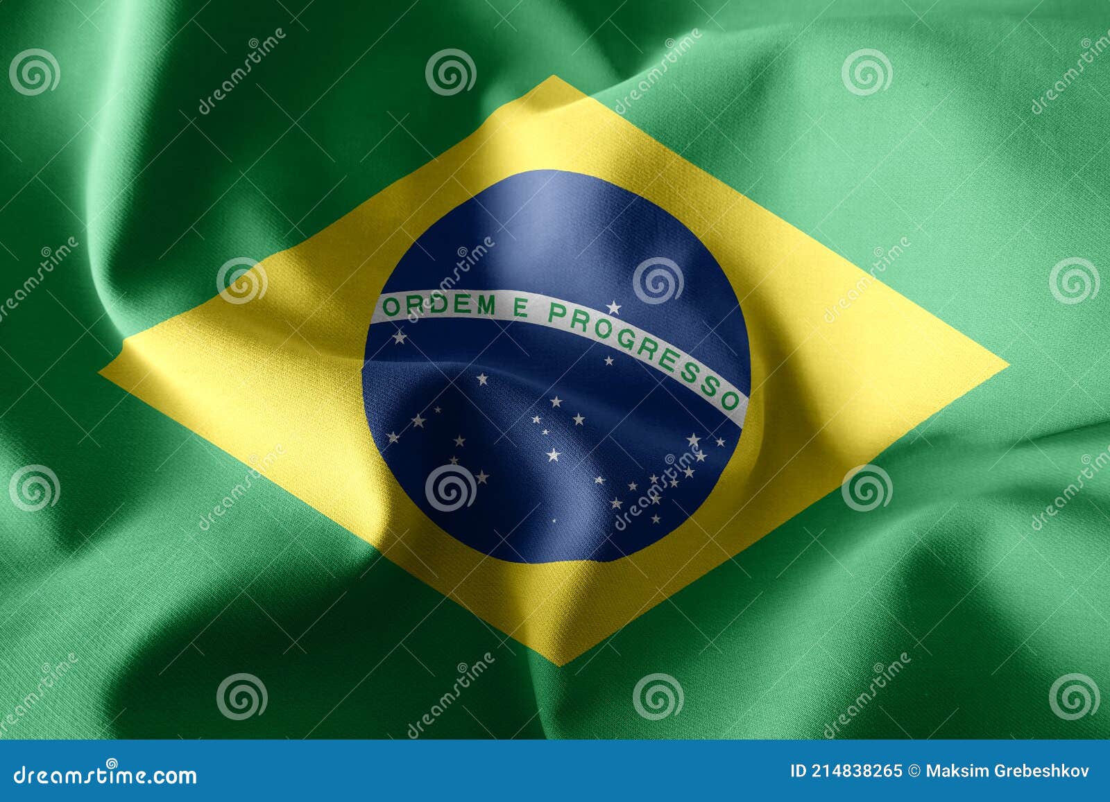 3d Realistic Waving Silk Flag of Brazil Stock Illustration ...