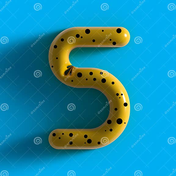 3D Rendering of a Realistic Yellow Plastic Number 5 Stock Illustration ...