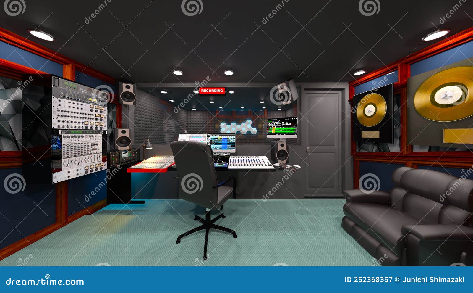 3D Rendering of the Recording Studio Stock Illustration - Illustration ...