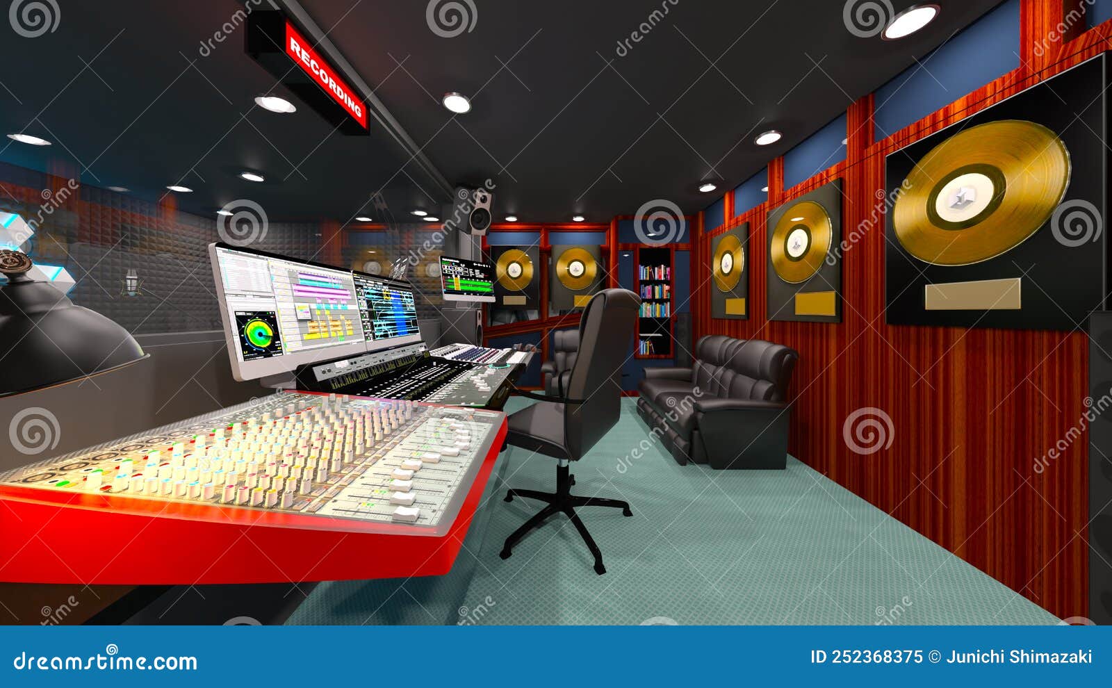3D Rendering of the Recording Studio Stock Illustration - Illustration ...