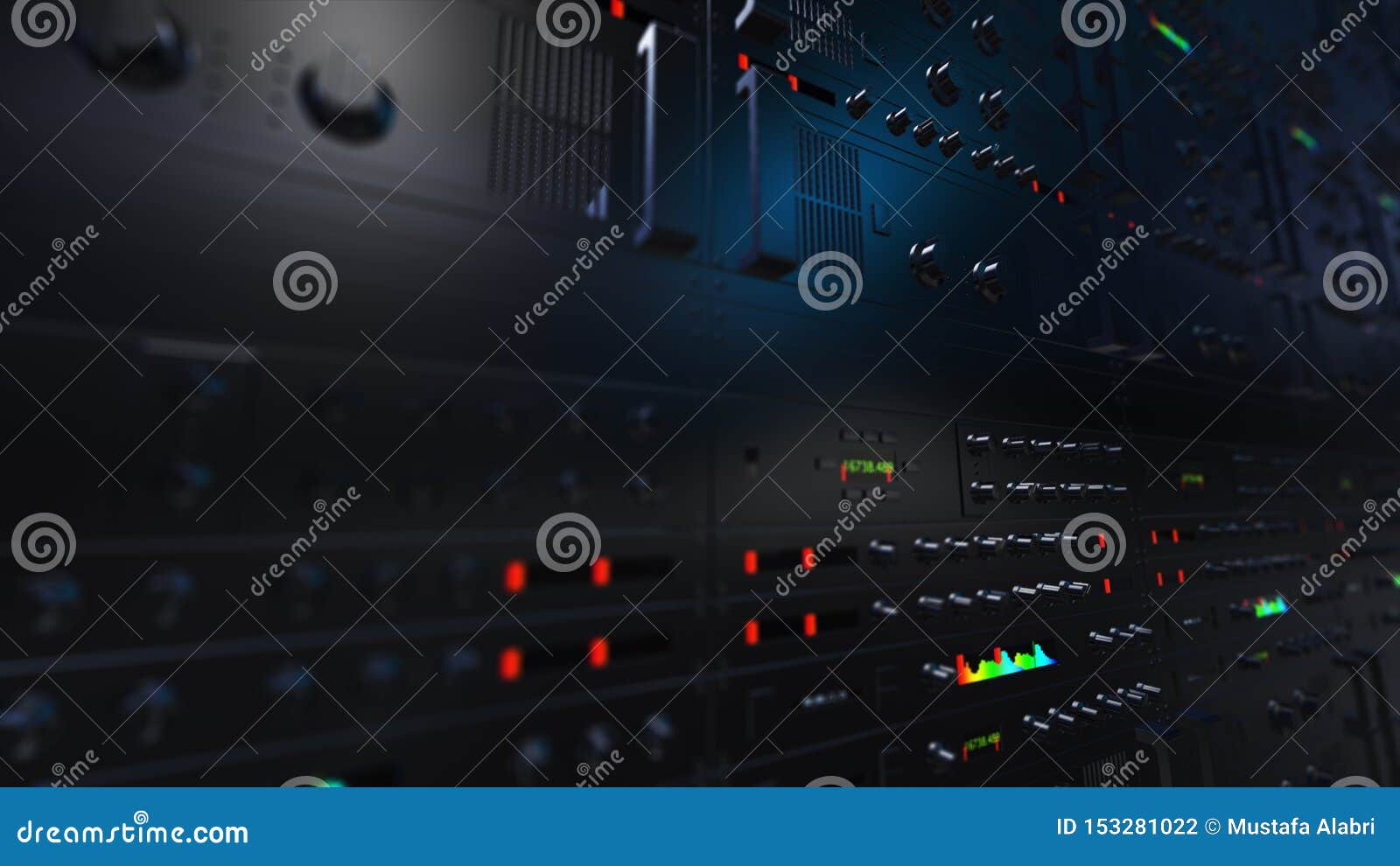 3D Rendering Recording Studio Mixer Stock Illustration - Illustration ...