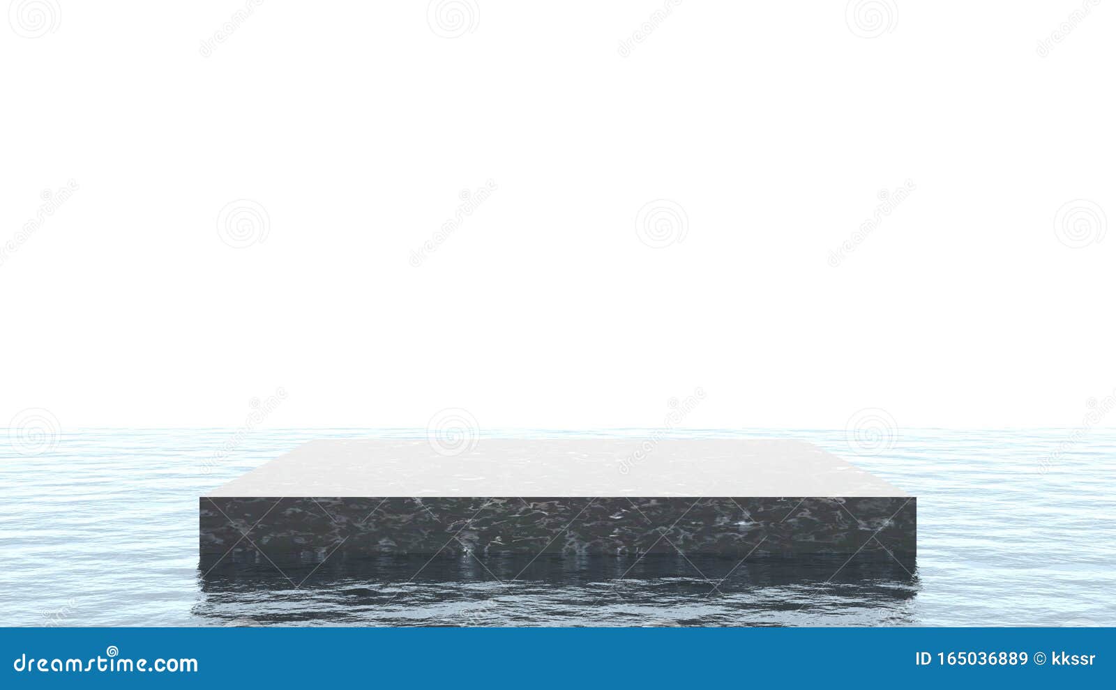 3D Rendering of Rectangle Granite Glossy Podium on Water Ripple with ...