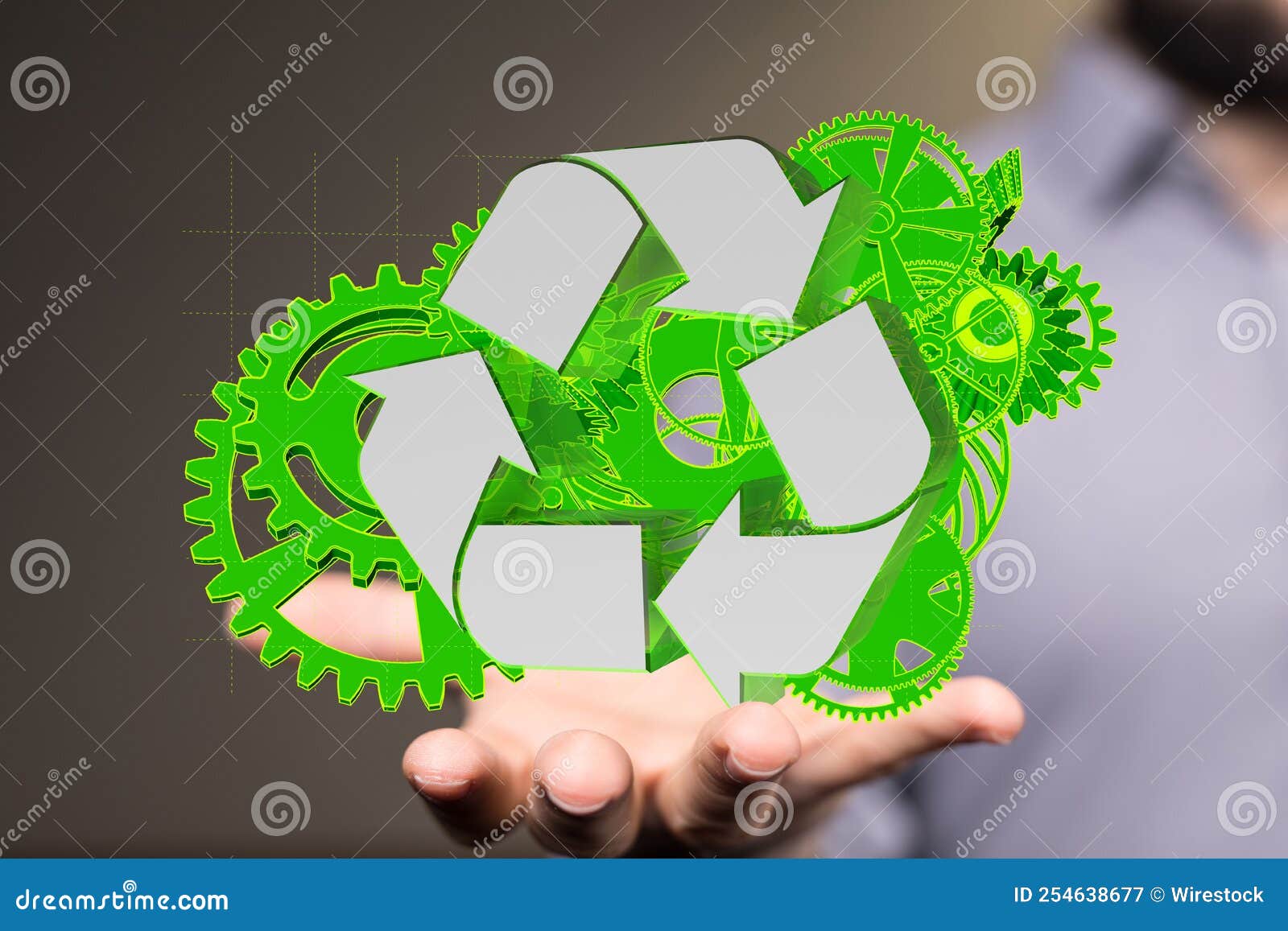 3D Rendering of Recycling Icon in a Hand Stock Illustration ...