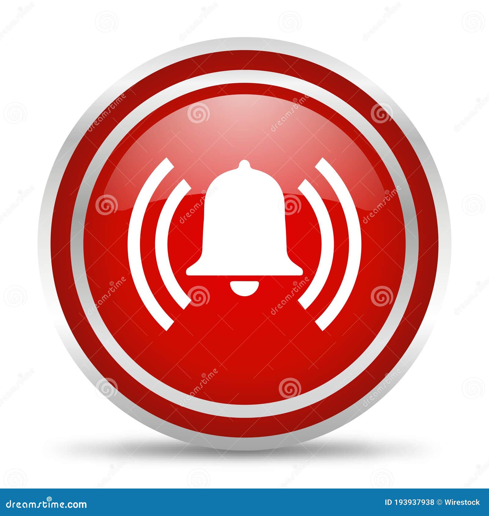 3D Rendering of Red Alarm Icon Isolated on White Background Stock ...