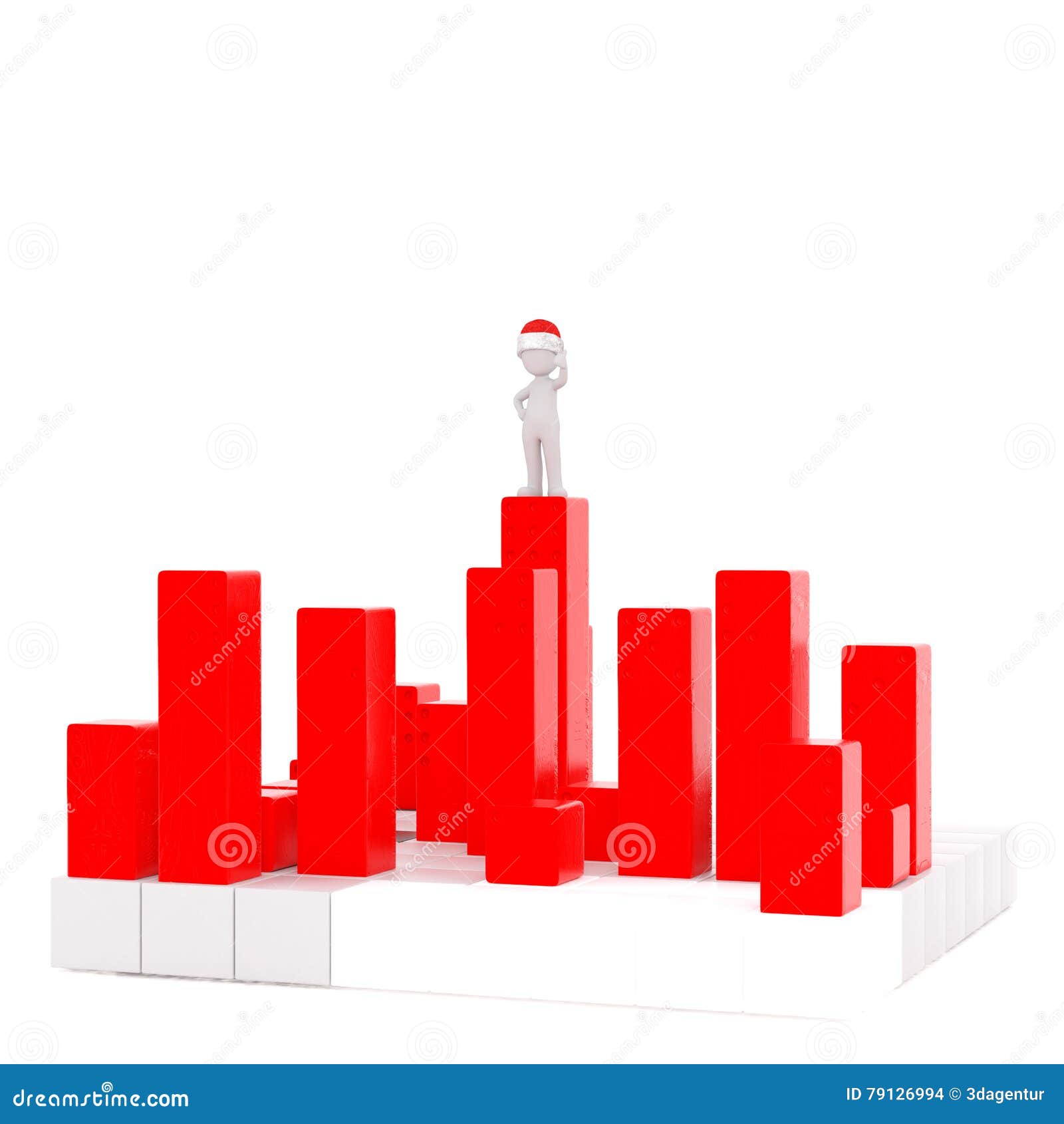 3D Rendering of Red Bar Graph with Figure at Top Stock Illustration ...