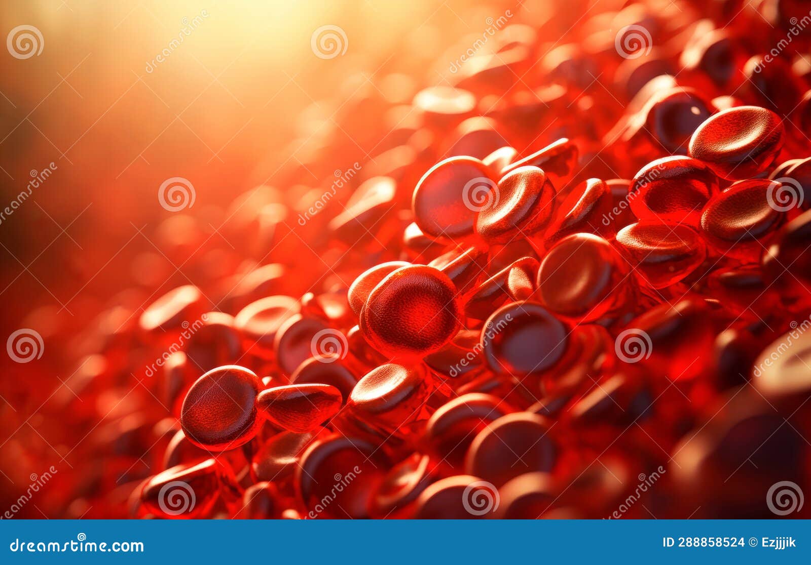 3D Rendering of Red Blood Cells Under a Microscope Stock Illustration ...