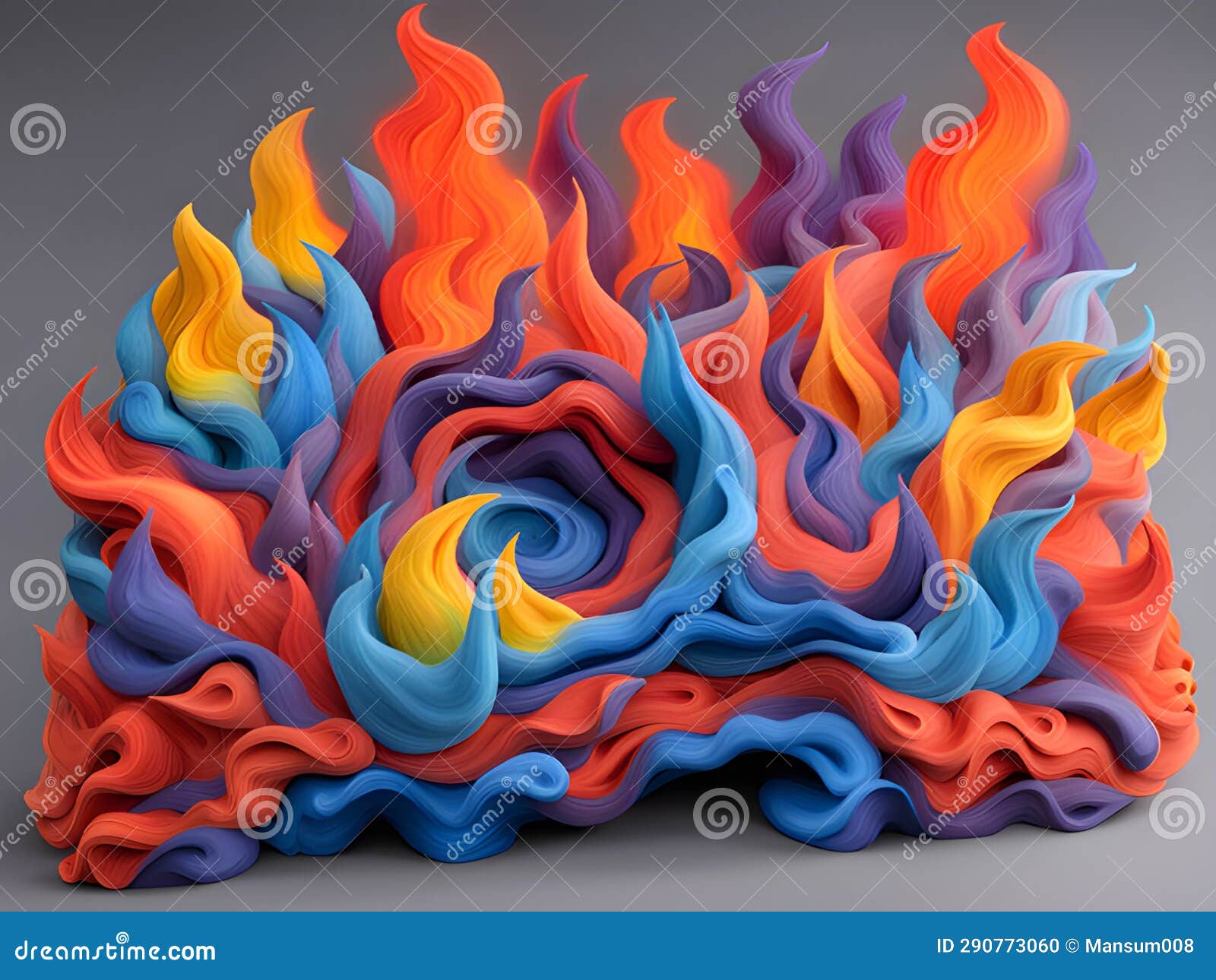 3d Rendering of a Red and Blue Flame Stock Illustration - Illustration ...