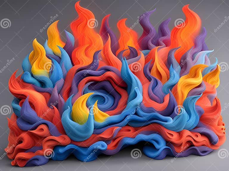 3d Rendering of a Red and Blue Flame Stock Illustration - Illustration ...
