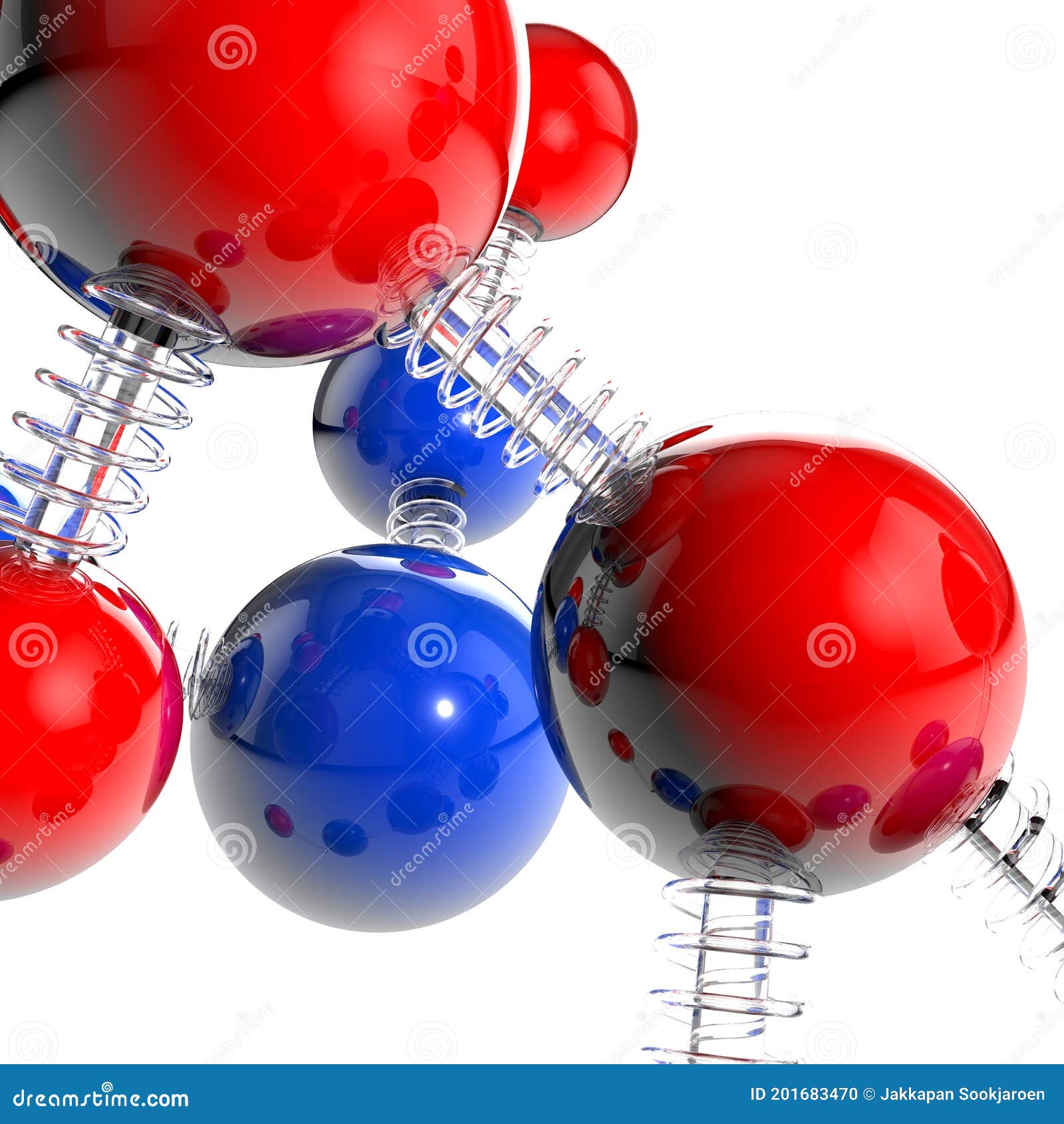 3d Rendering Red and Blue Molecule and Atom Coil Glass Spring Style and ...