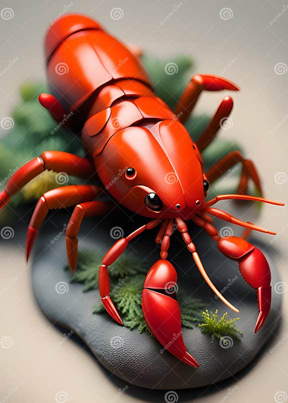 3d Rendering of Red Crayfish on Dark Background, Ai Generated Stock ...