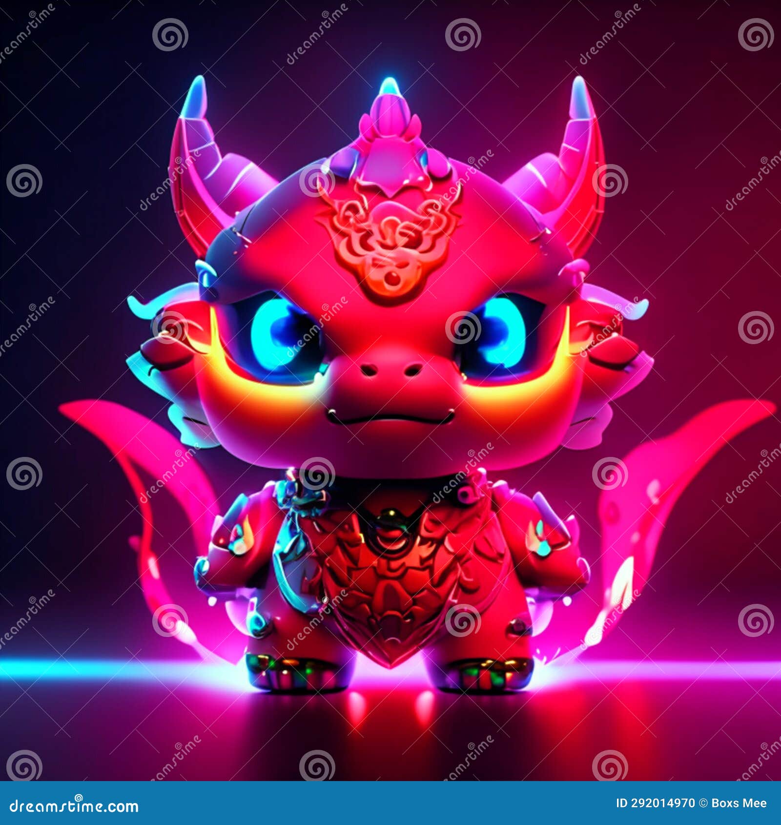3d Rendering of a Red Demon on a Dark Background with Neon Lights ...