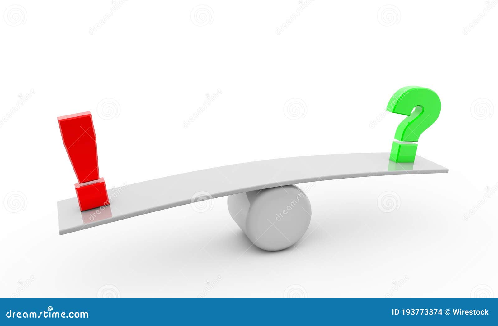 3D Rendering of a Red Exclamation Mark and a Green Question Mark in a ...