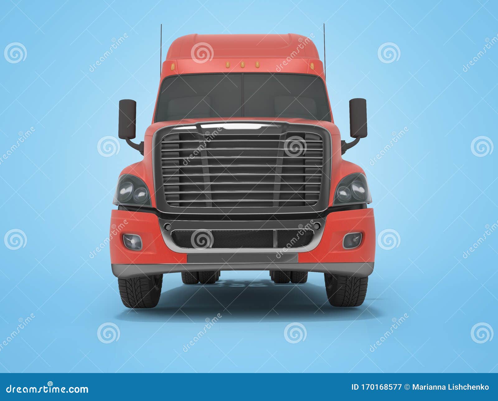 3d Rendering Of Red Freight Carrier On White Background No Shadow ...