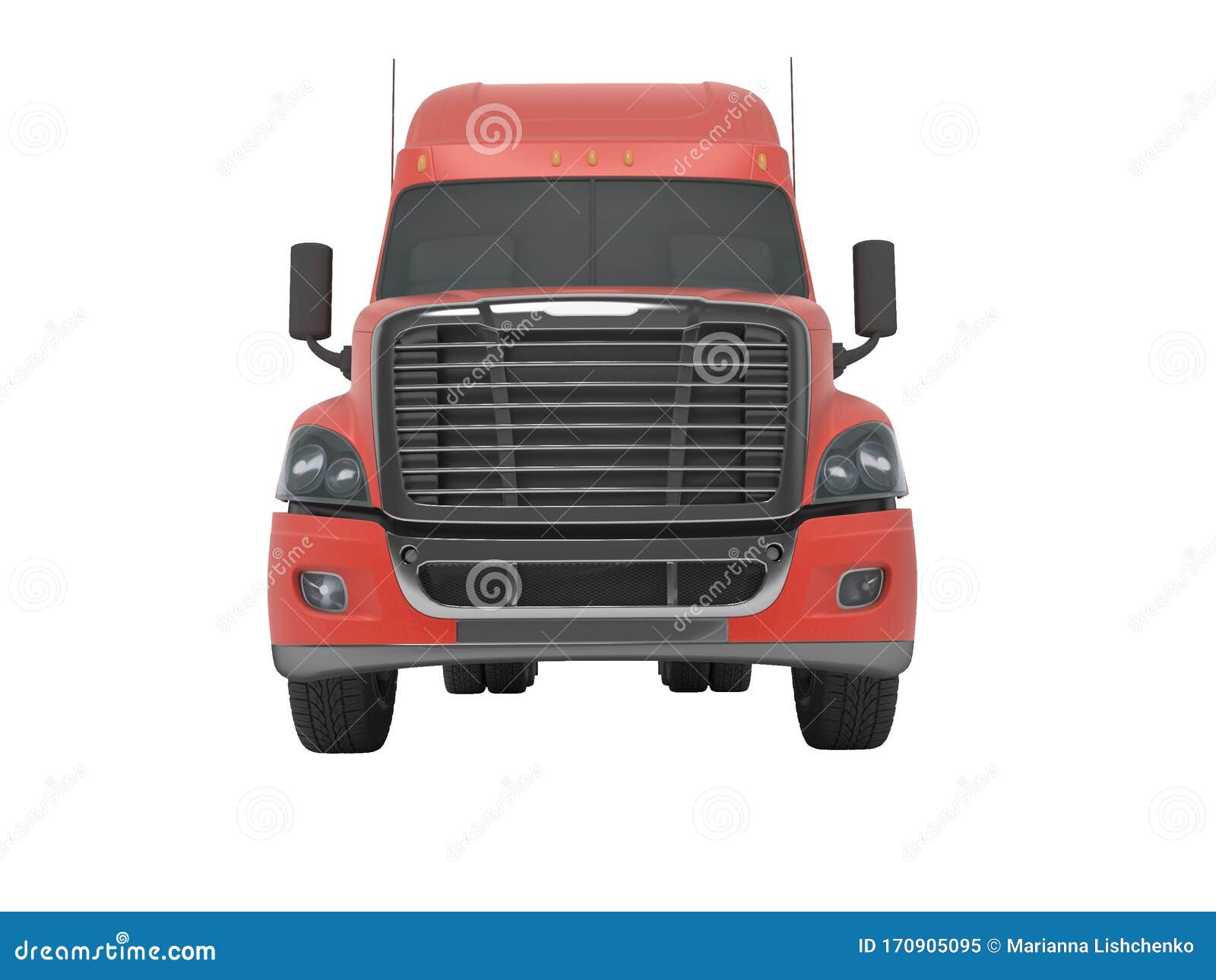 3d Rendering Of Red Freight Carrier On White Background No Shadow ...