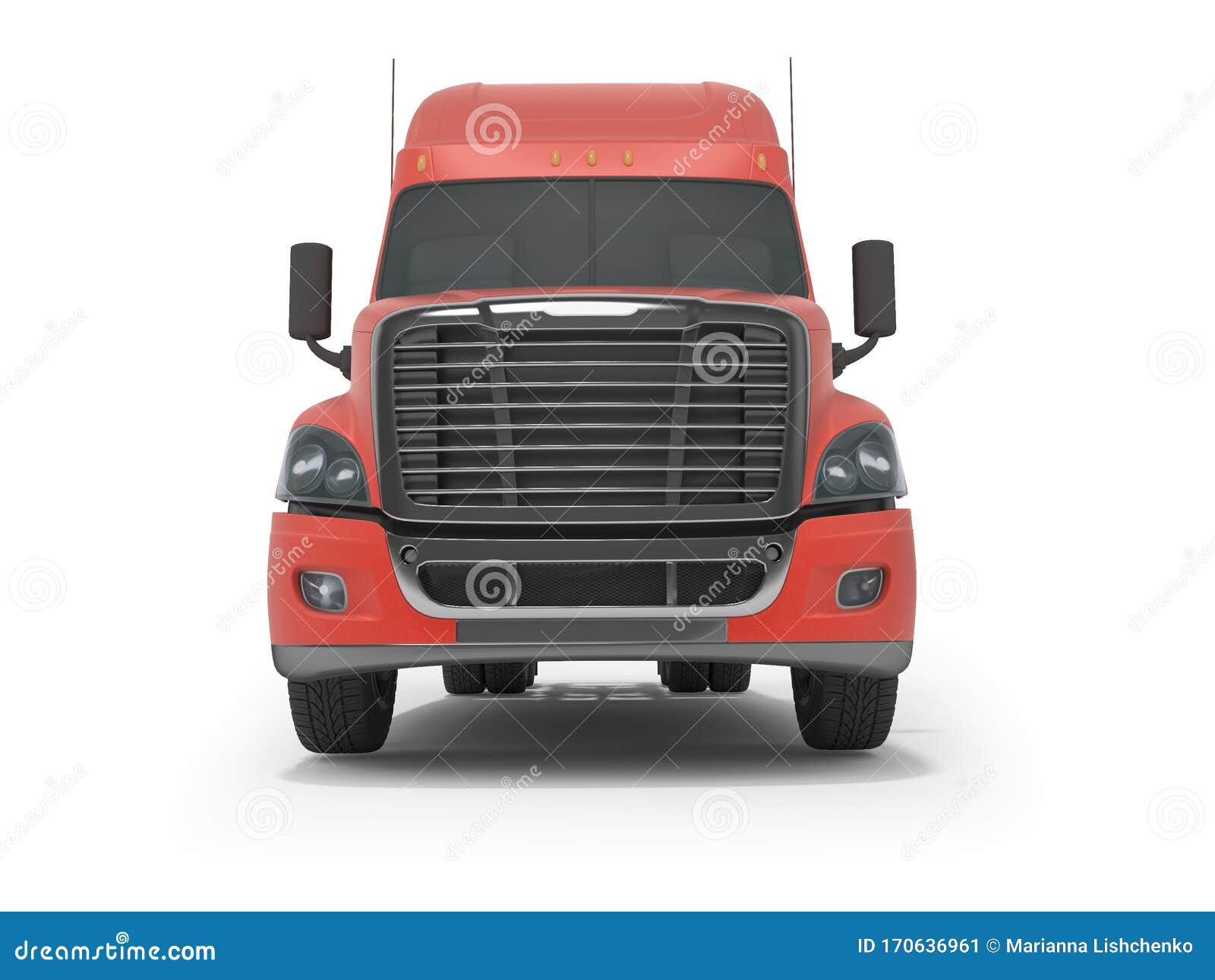 3d Rendering Of Red Freight Carrier On White Background No Shadow ...