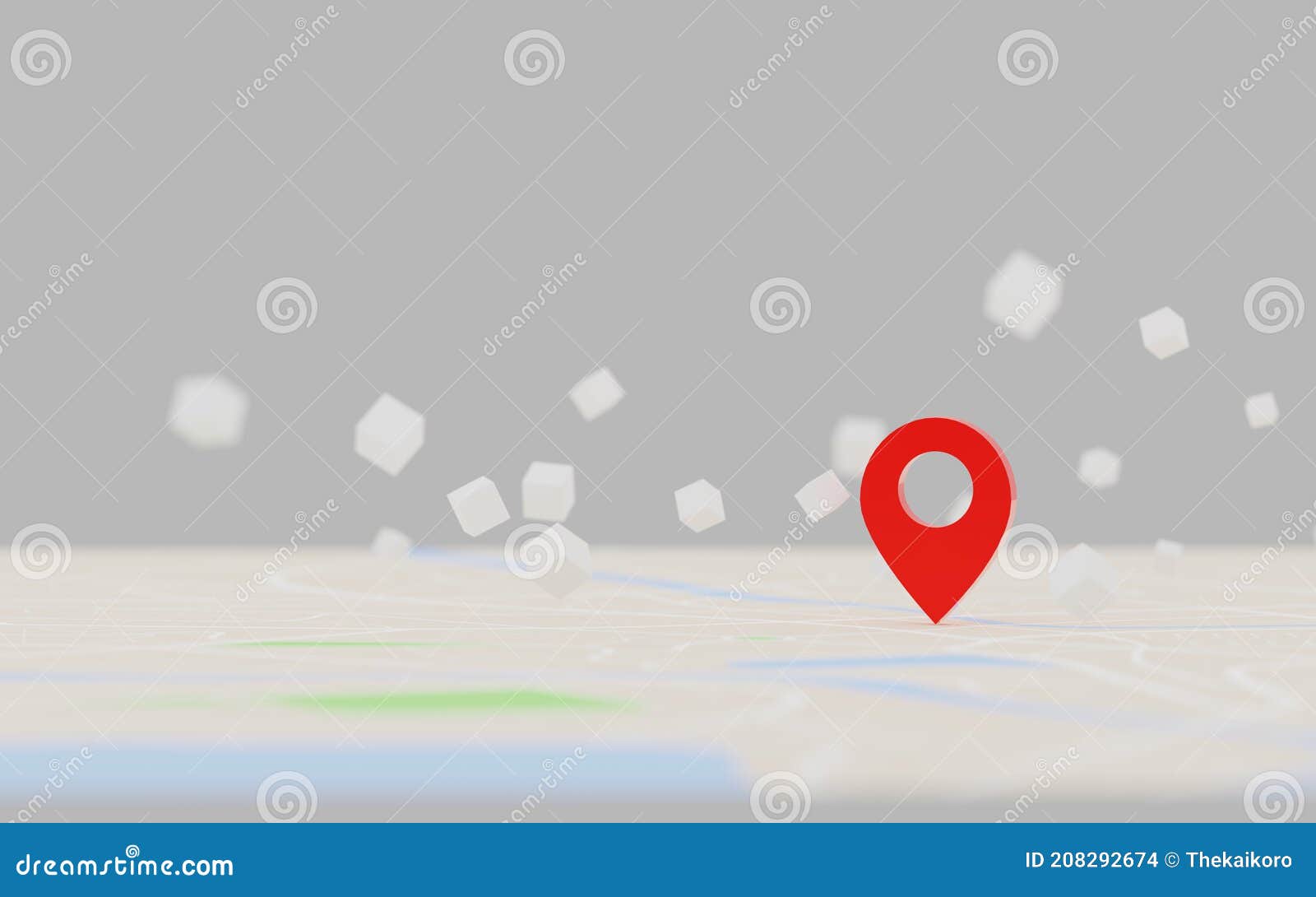 3D Rendering Red GPS Pinpoint of Destination on the Map, for Navigator ...