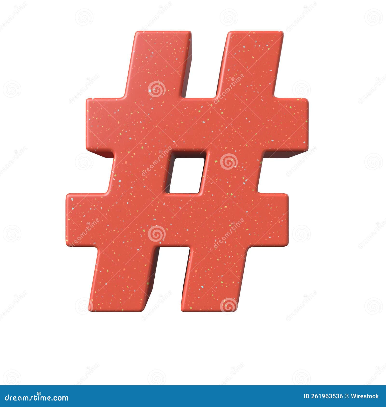 3D Rendering of the Red Hashtag Sign Isolated on a White Background ...