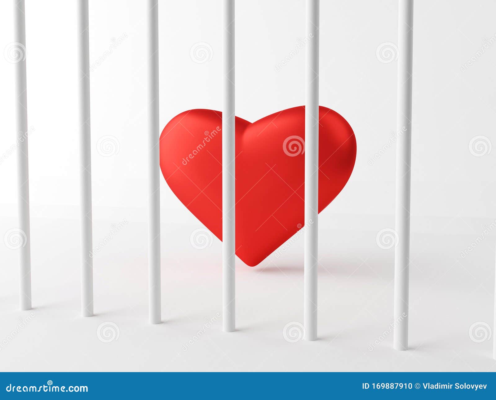 3D Rendering. the Red Heart Behind the White Bars Stock Illustration ...