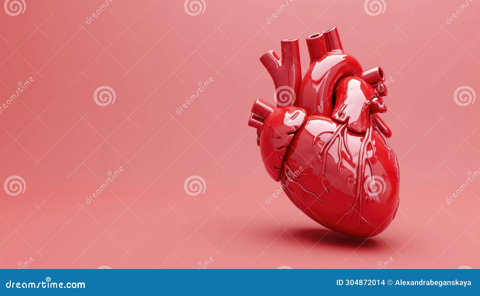 Red Anatomical Heart on Pink Background Stock Illustration ...