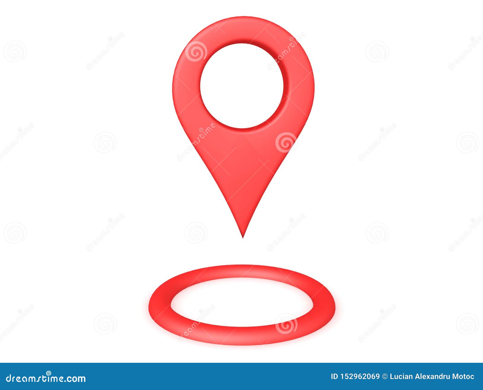3D Rendering of Red Location Pin with Circle Below it Stock ...