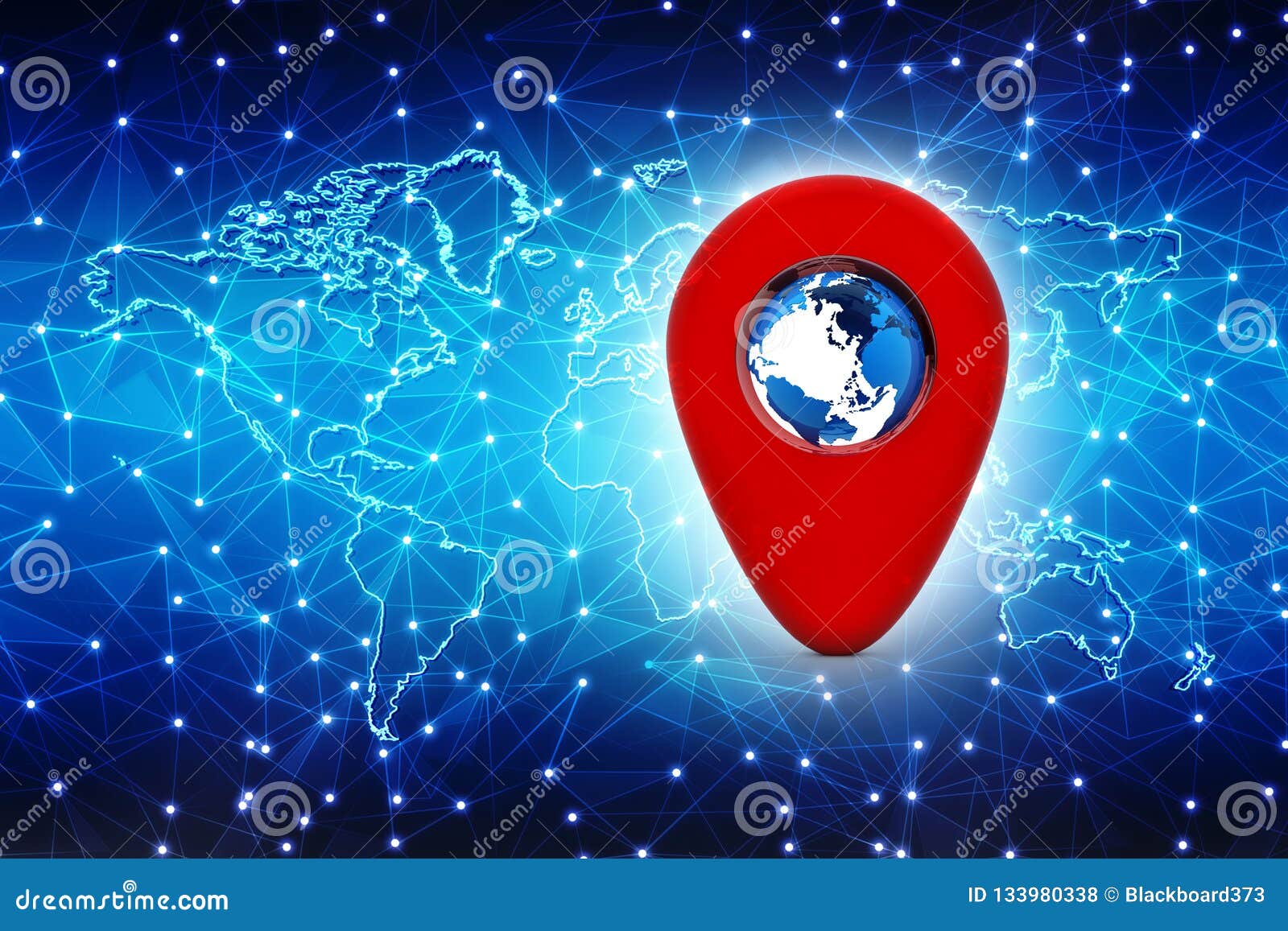 3d Rendering Red Map Pointer with Globe. Navigation Concept, Gps ...
