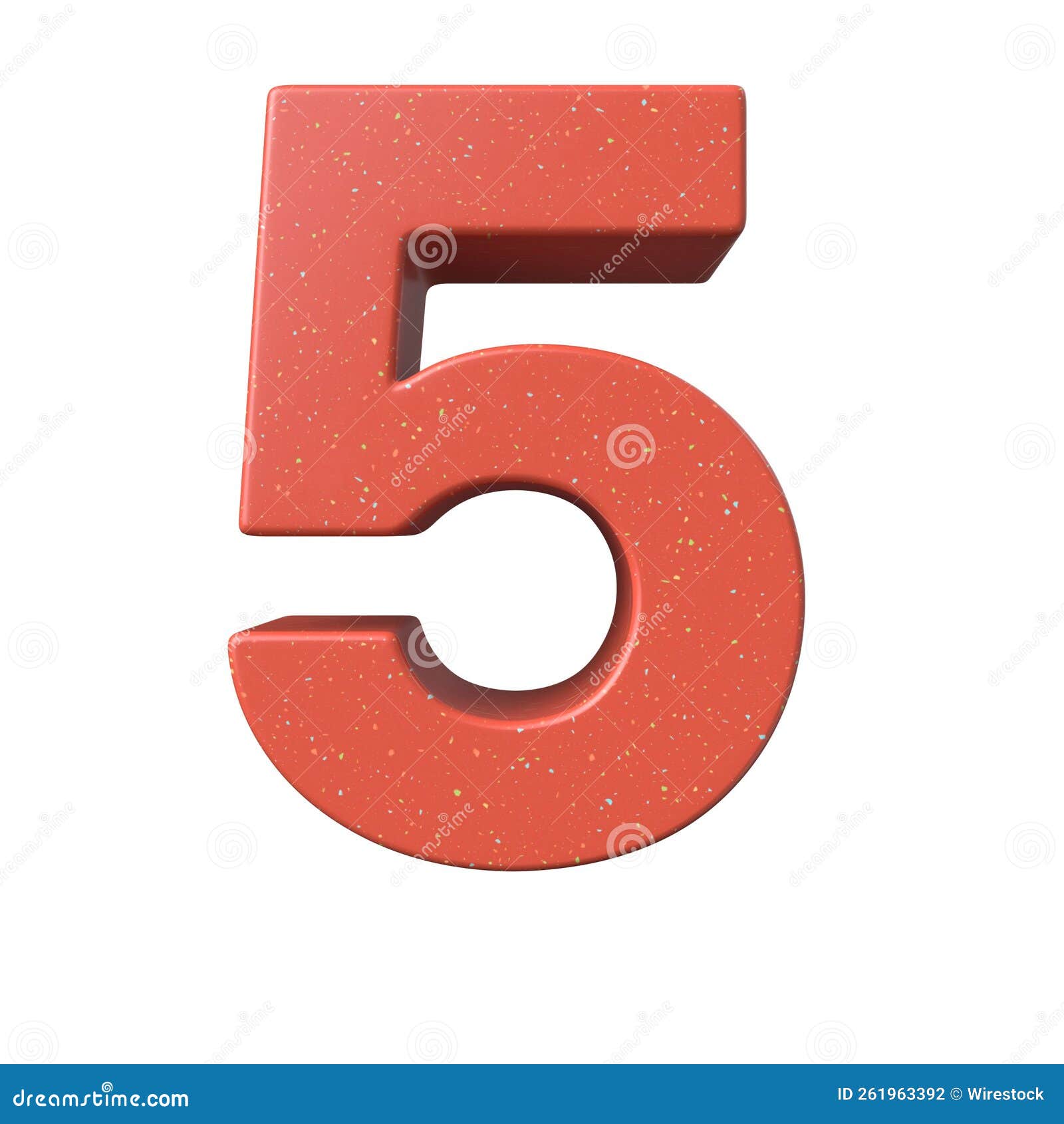 3D Rendering of the Red Number Five Isolated on a White Background ...