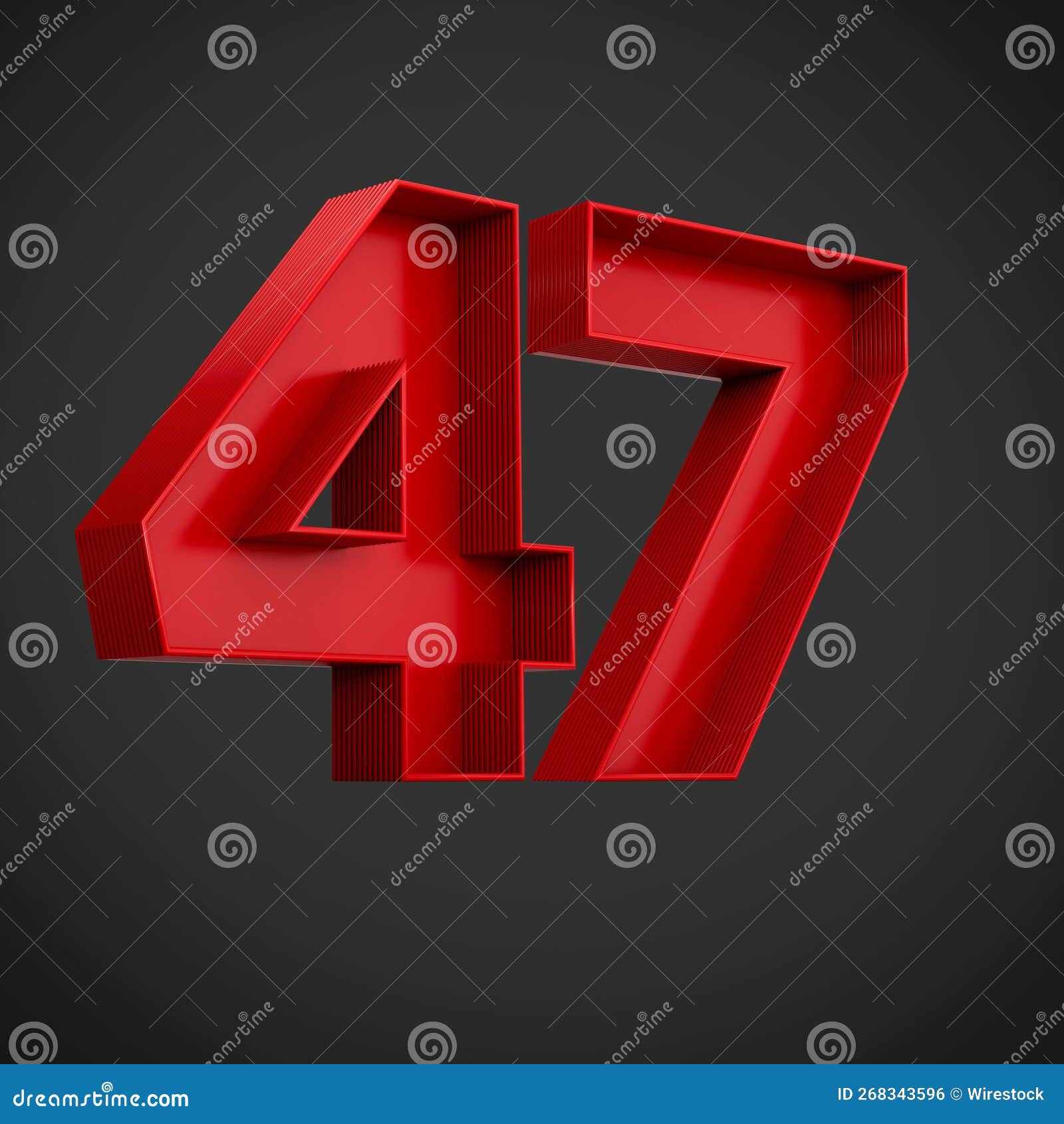 3d Rendering of the Red Number 47 Isolated on the Empty Gray Background ...