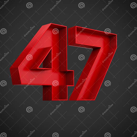 3d Rendering of the Red Number 47 Isolated on the Empty Gray Background ...
