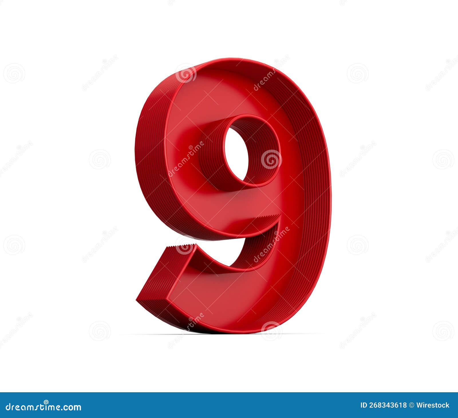 3d Rendering of the Red Number 9 Isolated on the Empty White Background ...