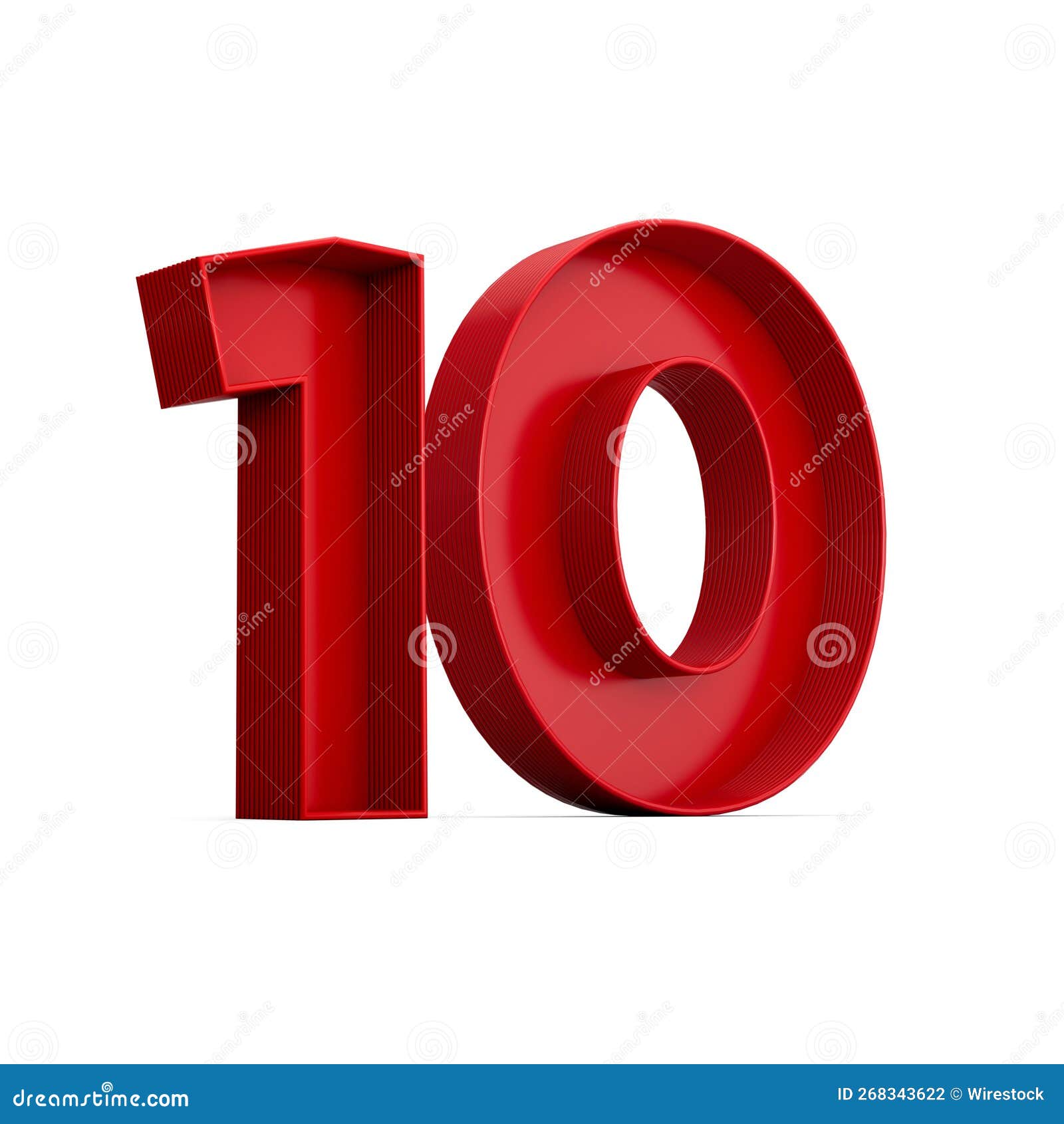 3d Rendering of the Red Number 10 Isolated on the Empty White ...