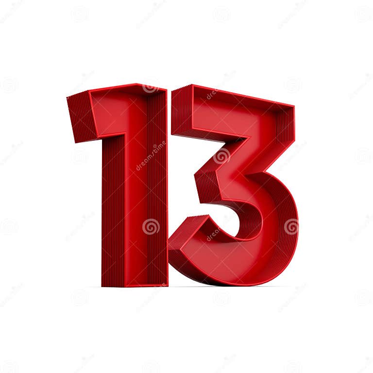 3d Rendering of the Red Number 13 Isolated on the Empty White ...