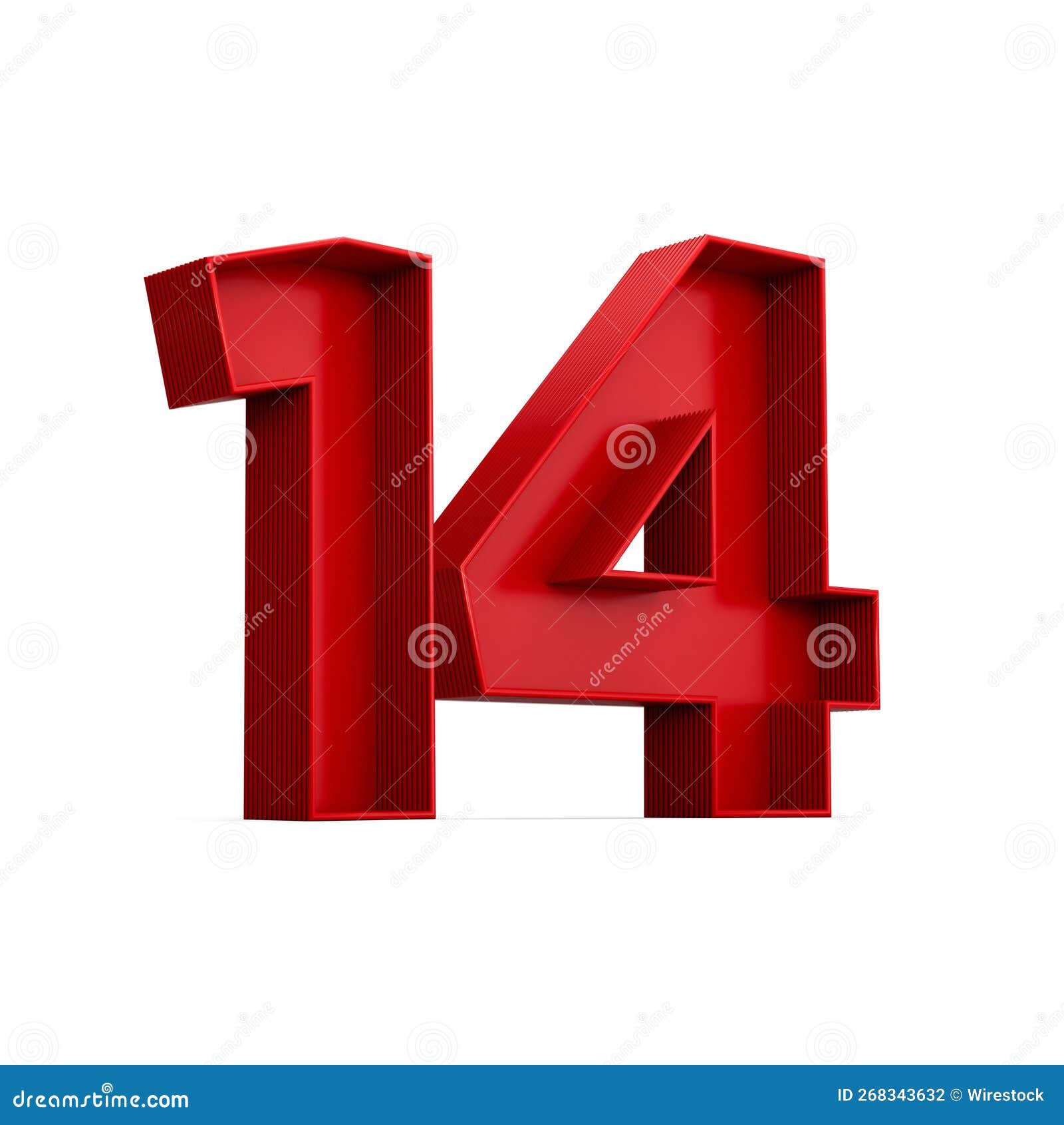 3d Rendering of the Red Number 14 Isolated on the Empty White ...