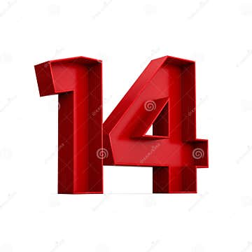 3d Rendering of the Red Number 14 Isolated on the Empty White ...
