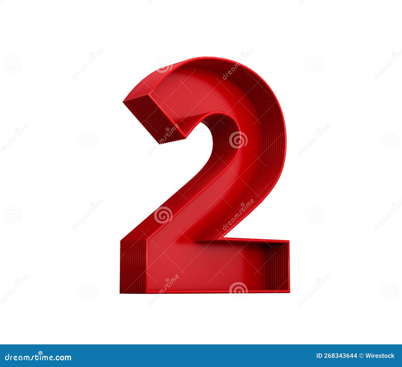 3d Rendering of the Red Number 2 Isolated on the Empty White Background ...