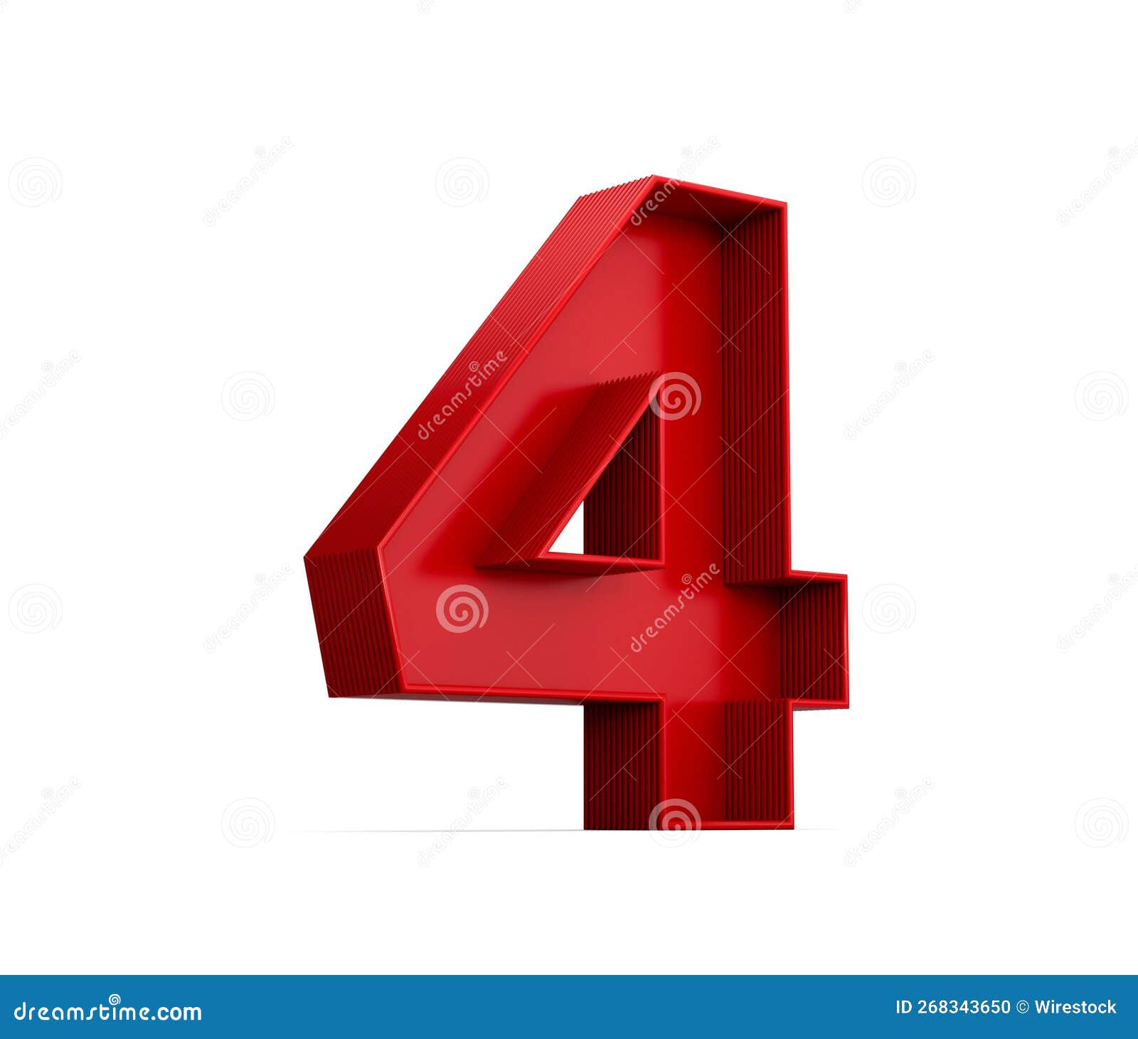 3d Rendering of the Red Number 4 Isolated on the Empty White Background ...