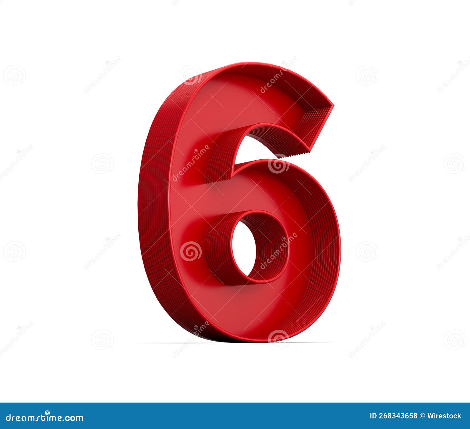 3d Rendering of the Red Number 6 Isolated on the Empty White Background ...