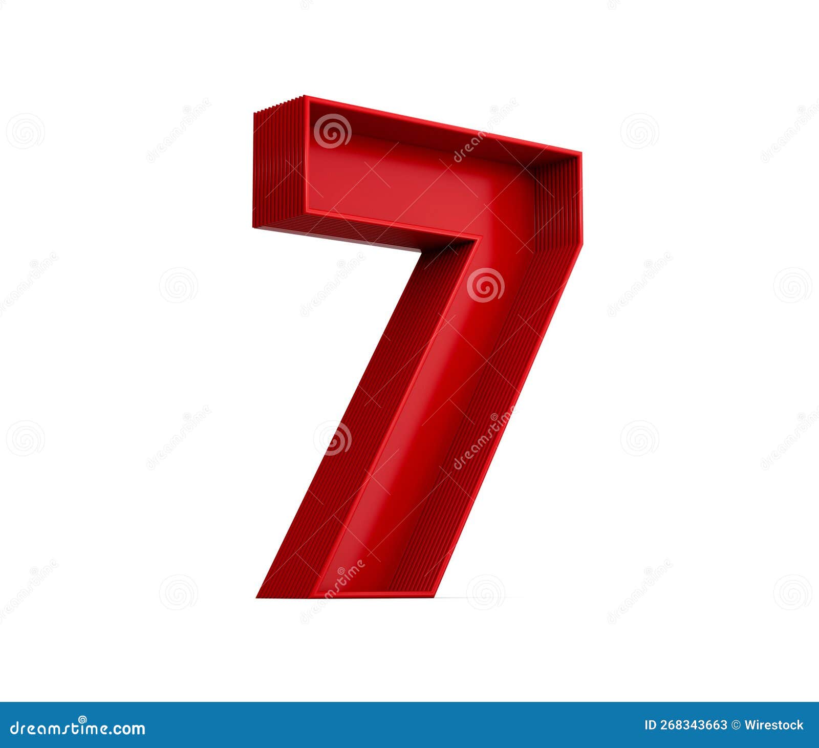 3d Rendering of the Red Number 7 Isolated on the Empty White Background ...