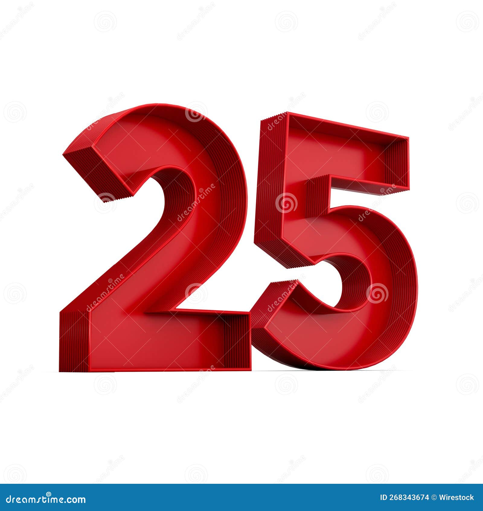 3d Rendering of the Red Number 25 Isolated on the Empty White ...