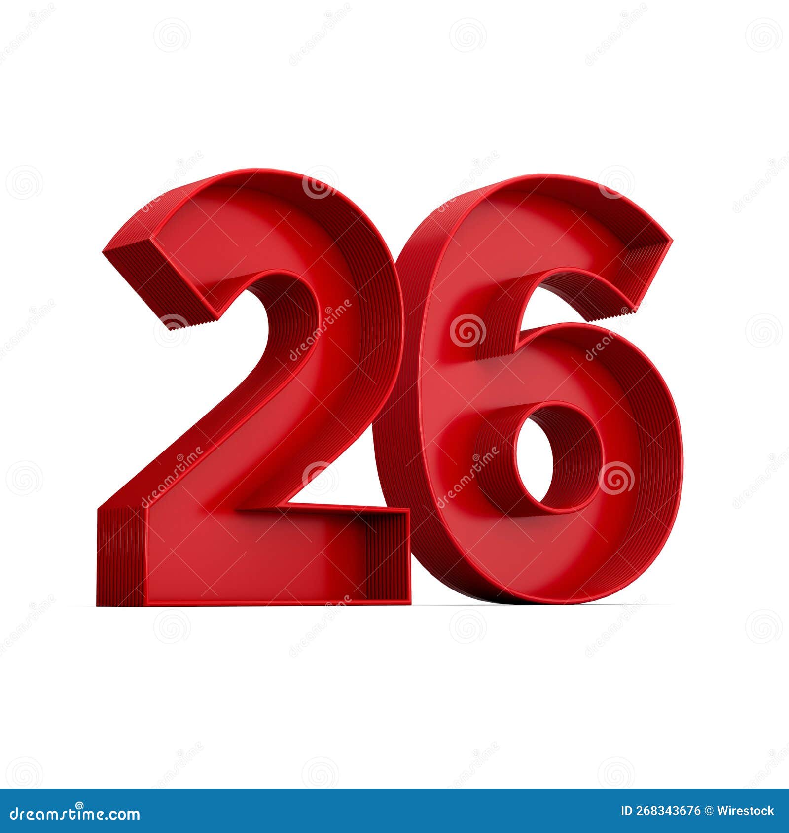 3d Rendering of the Red Number 26 Isolated on the Empty White ...