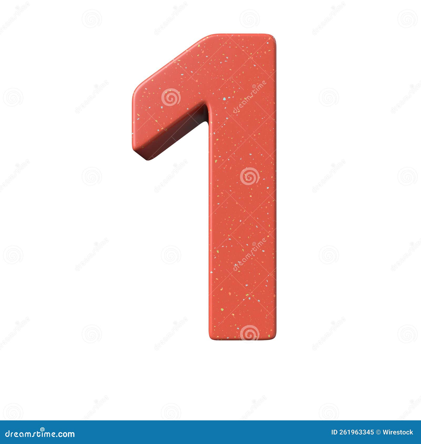 3D Rendering of the Red Number One Isolated on a White Background Stock ...
