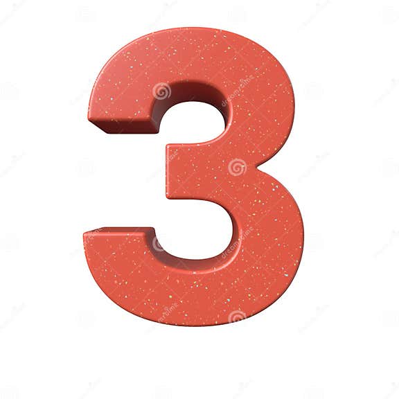 3D Rendering of the Red Number Three Isolated on a White Background ...