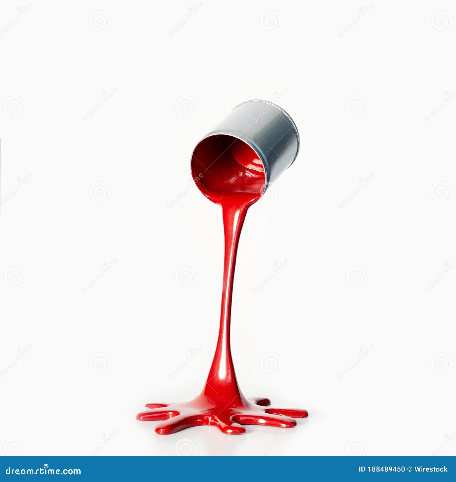 3d Rendering of Red Paint Leaking Out of a Bucket Stock Illustration ...