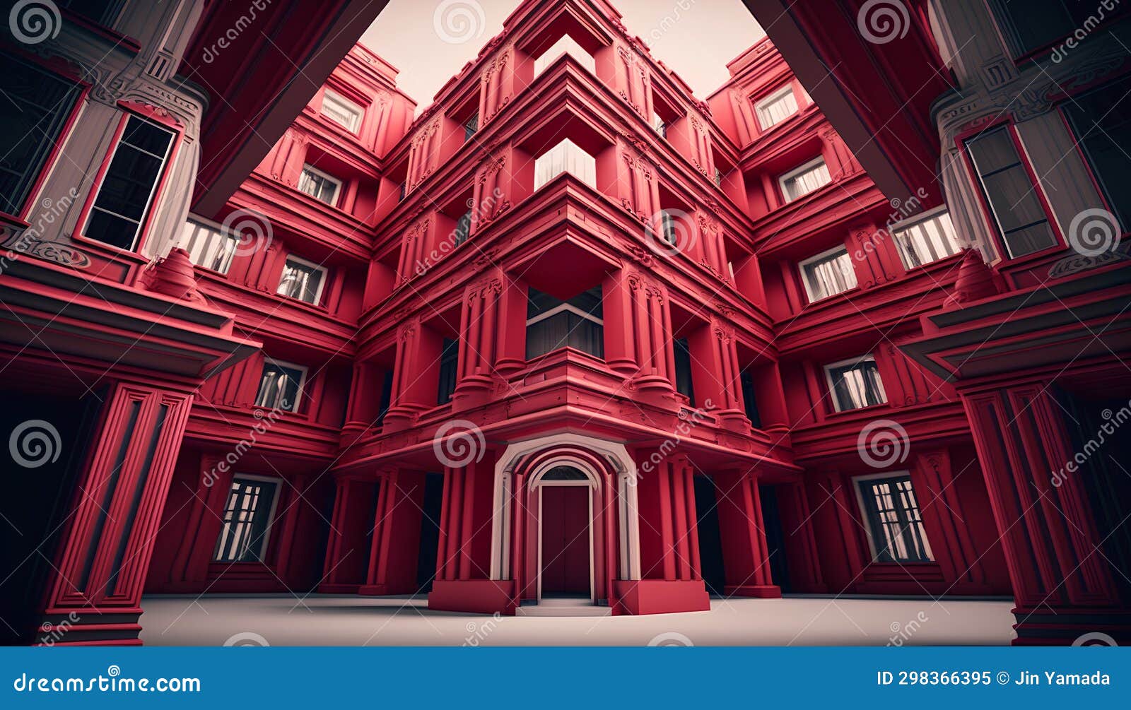 3d Rendering of a Red Palace in the Middle of the City Stock ...