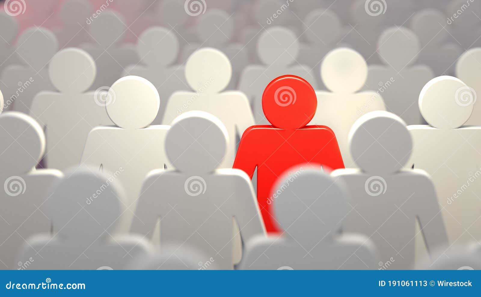 3D Rendering of a Red Person in a Crowd of White Characters - Concept ...