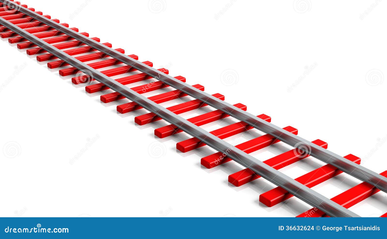 3D Rendering Red Railway Track Stock Illustration - Illustration of ...