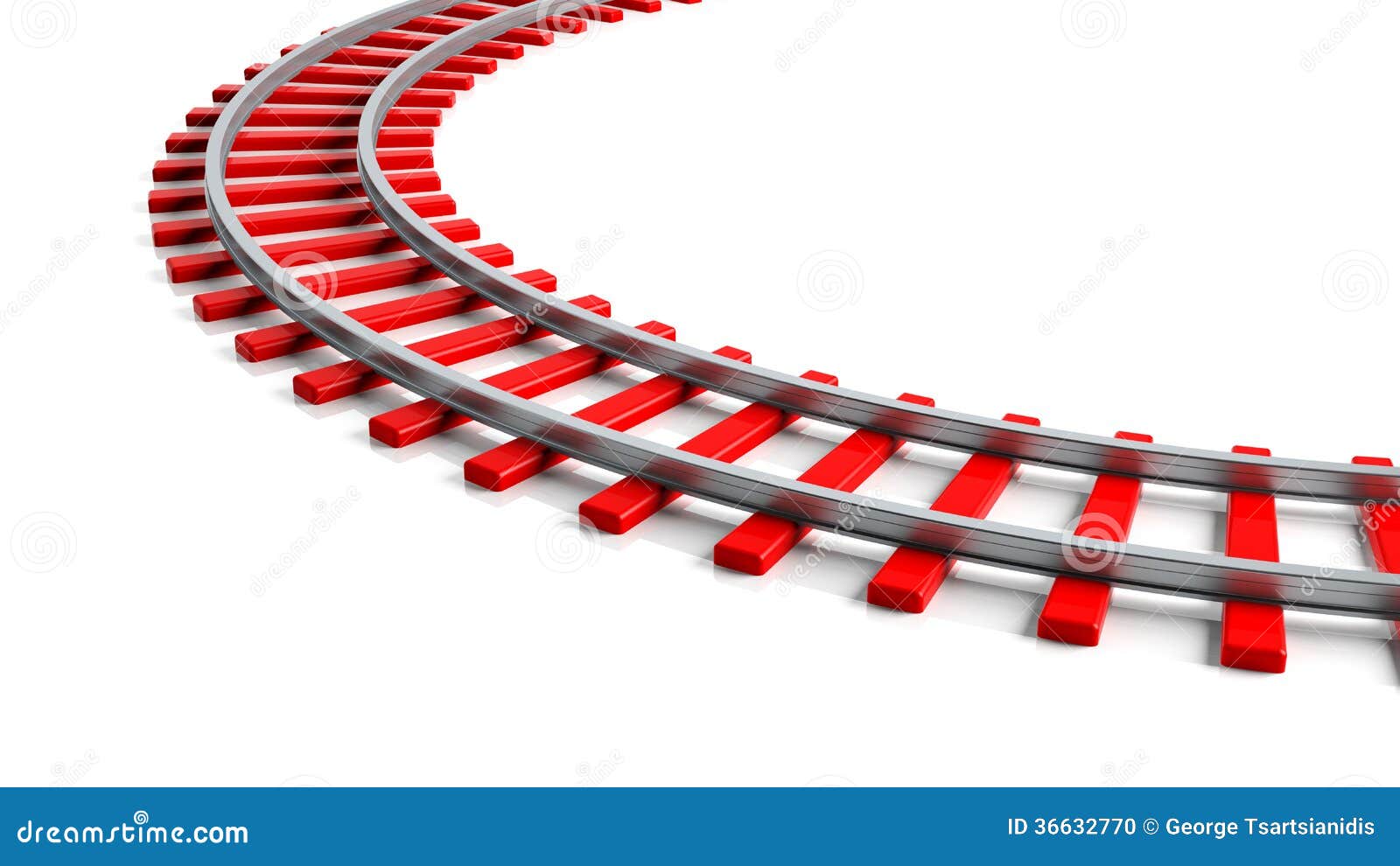 3D Rendering Red Railway Track Stock Illustration - Illustration of ...