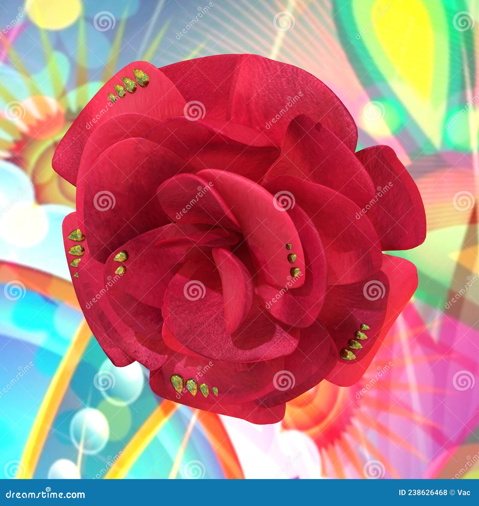 3D Rendering Red Rose stock illustration. Illustration of background ...